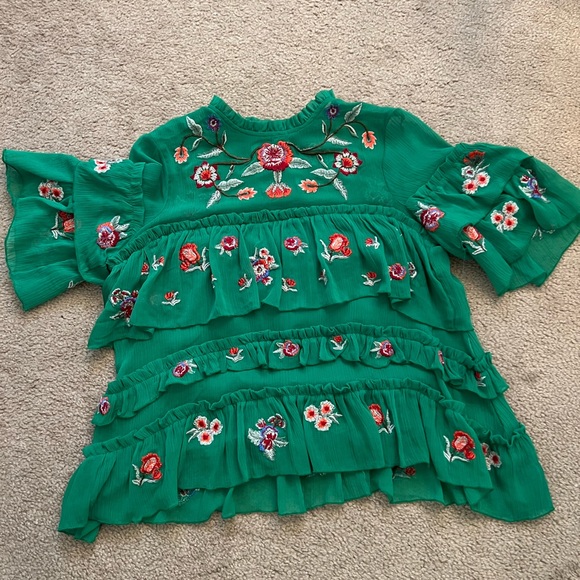 Zara | Tops | Zara Embroidered Blouse | Poshmark